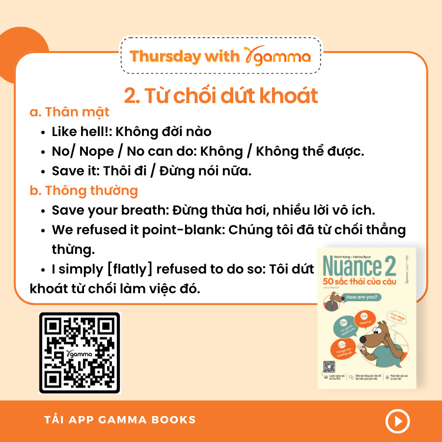 Mẫu câu thể hiện sự từ chối trong tiếng Anh giao tiếp